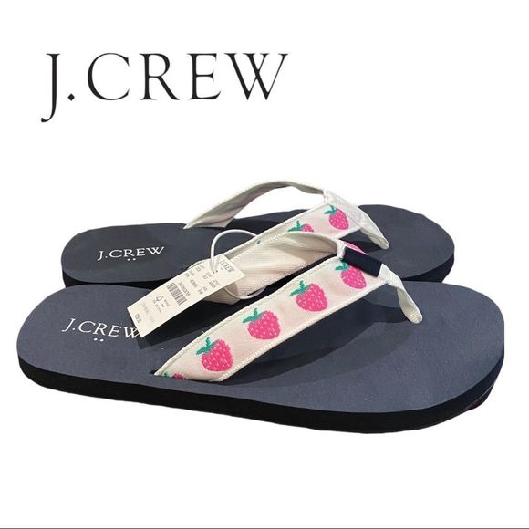 J. Crew | Shoes | New Jcrewwomens Pink White Strawberry Flip Flop ...